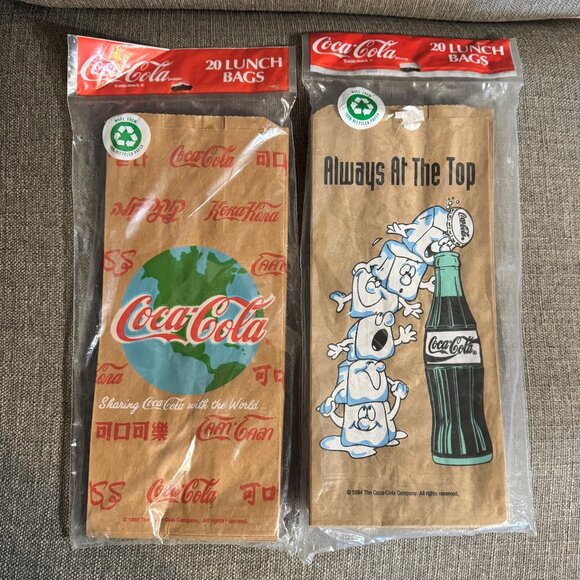 Coca Cola | Other | 2 Vintage Coca Cola Packs Of Brown Paper Bags ...